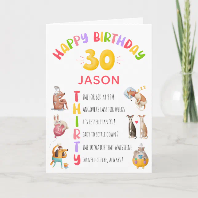 Personalized Funny Jokes Happy 30th Birthday Card | Zazzle