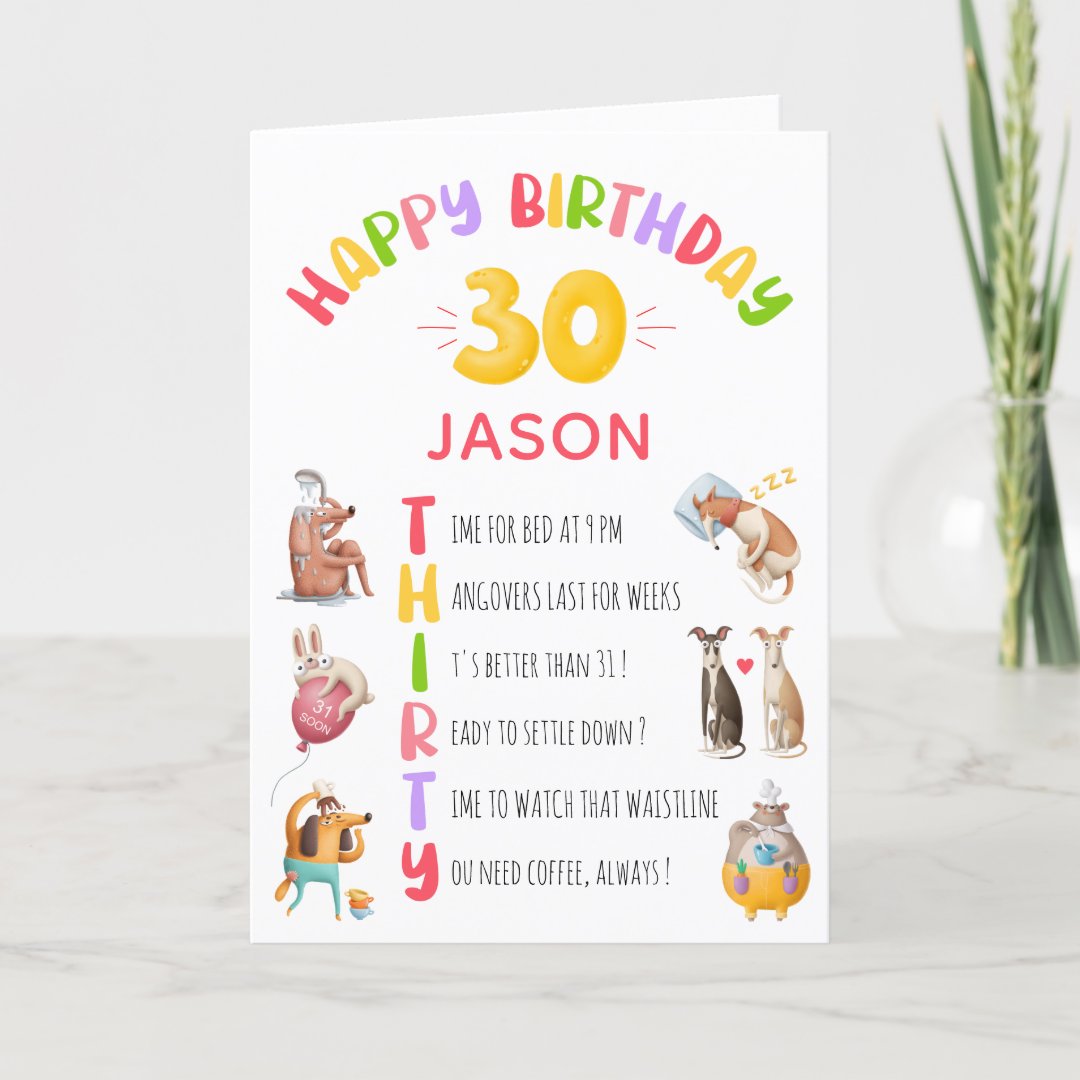Personalized Funny Jokes Happy 30th Birthday Card | Zazzle