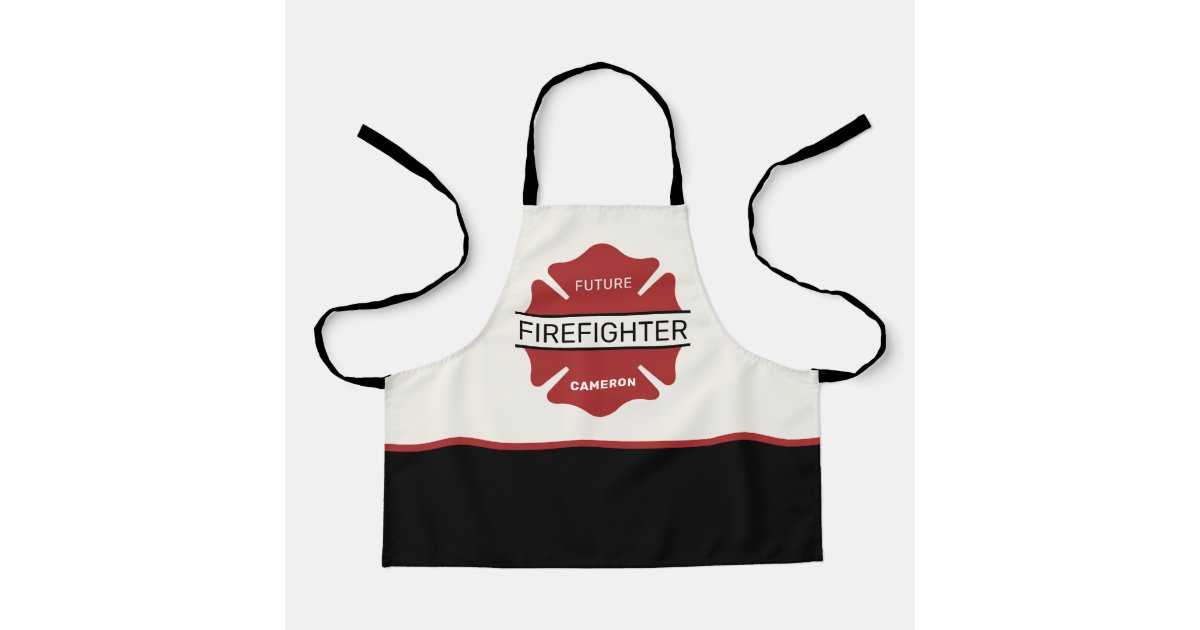 Personalized Future Firefighter Red Logo Symbol Apron | Zazzle