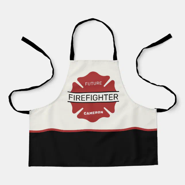 Personalized Future Firefighter Red Logo Symbol Apron | Zazzle