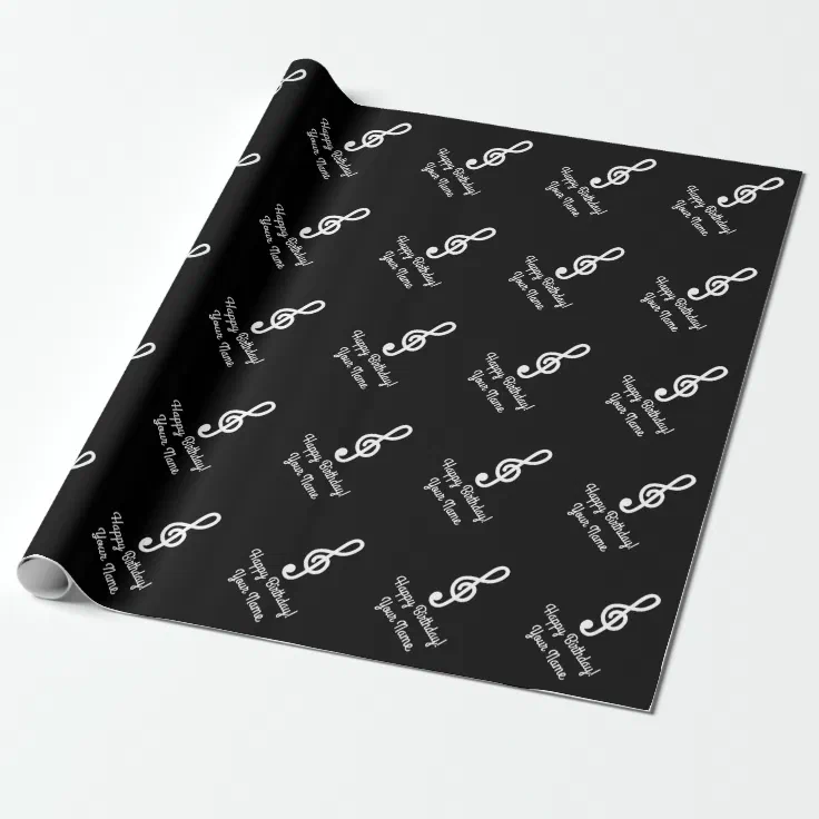 Personalized G Clef Treble music note Birthday Wrapping Paper | Zazzle