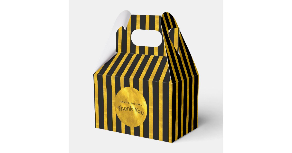 Personalized Gable Boxes Black GOLD Stripes | Zazzle