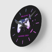 Personalized GAMING DEN Gamers Wall Clock Neon | Zazzle