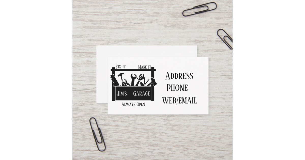 Personalized garage business card | Zazzle
