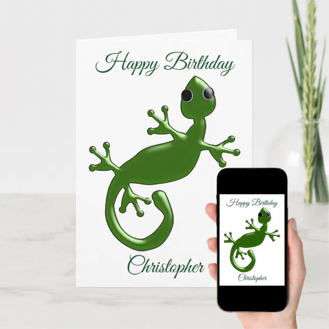 Personalized Gecko Birthday Card | Zazzle