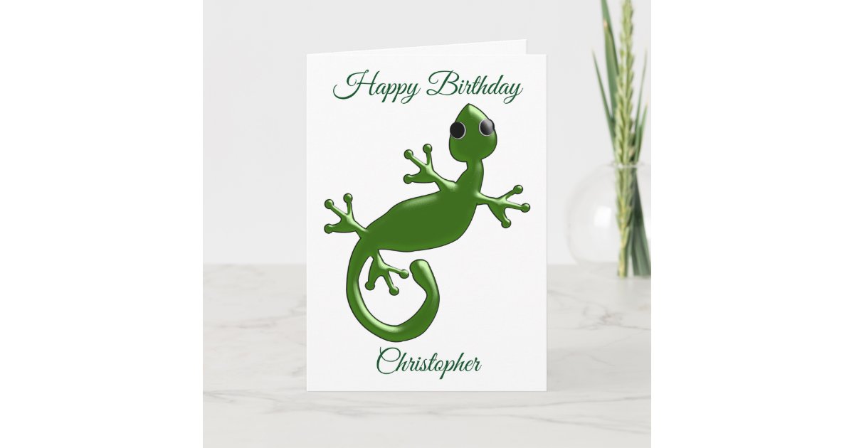 Personalized Gecko Birthday Card | Zazzle
