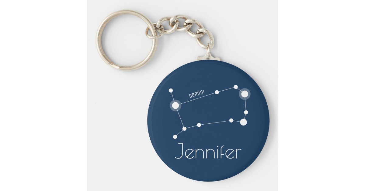 Personalized Gemini Zodiac Constellation Keychain | Zazzle.com