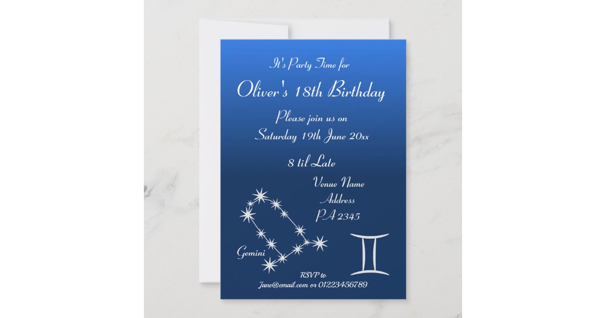 Personalized Gemini Zodiac Galaxy Party Invitation | Zazzle