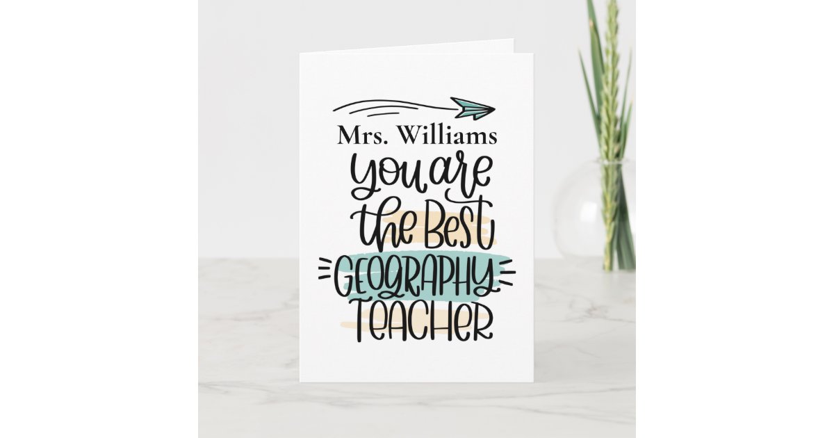 Personalized Geography Teacher Thank You Card | Zazzle