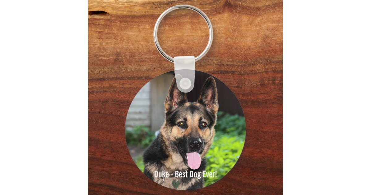 Personalized German Shepherd Dog Photo, Dog Name Keychain | Zazzle