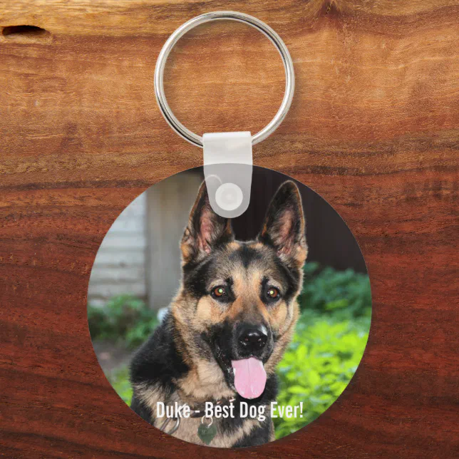 Personalized German Shepherd Dog Photo, Dog Name Keychain | Zazzle