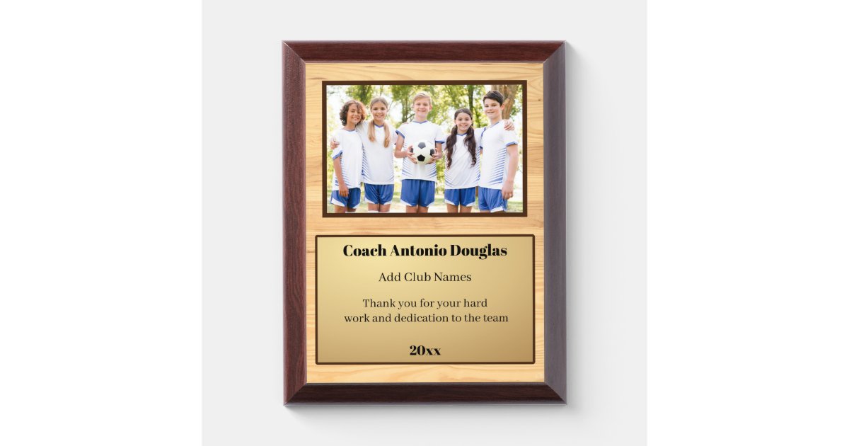 Personalized Gift for Coach with Team Picture Award Plaque | Zazzle