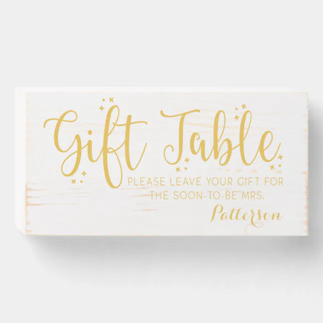 Personalized Gift Table Bridal Shower Bachelorette Wooden Box Sign | Zazzle