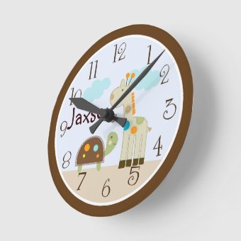 Personalized "Giggle Gang Giraffe &Turtle" Clock | Zazzle