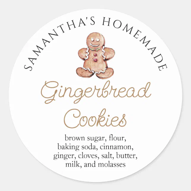 Personalized Gingerbread Cookies Bakery Classic Round Sticker | Zazzle