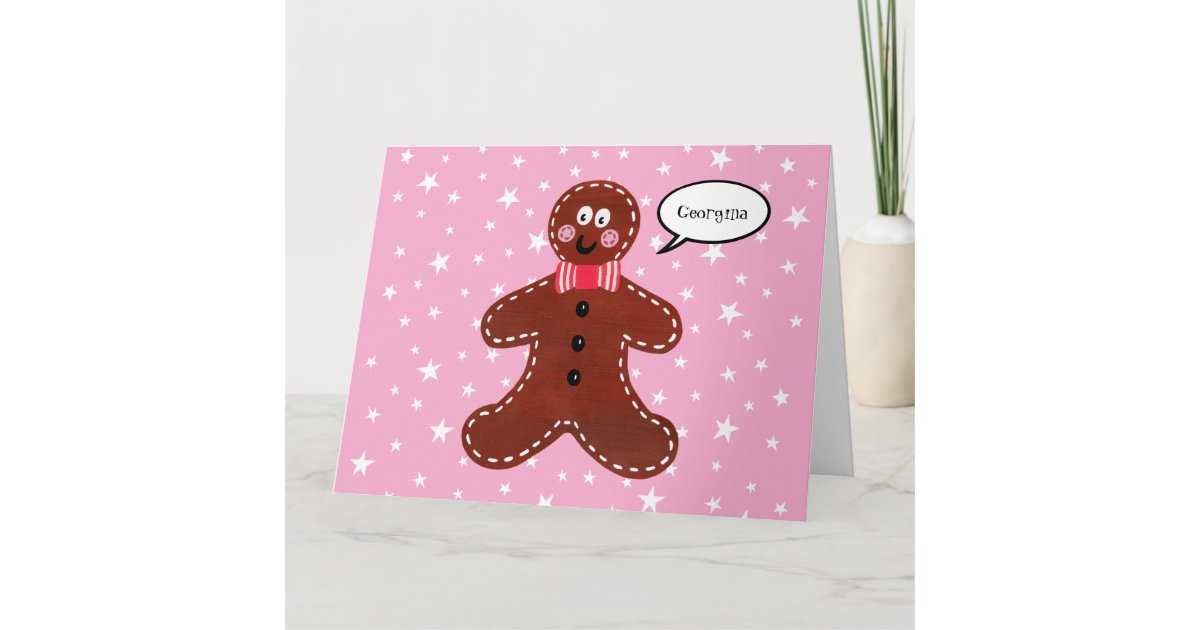 Personalized Gingerbread Man Christmas Card | Zazzle