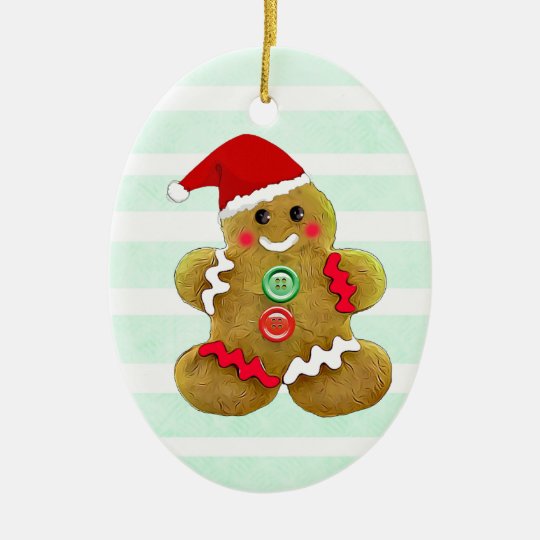 Personalized Gingerbread Man Christmas Ceramic Ornament | Zazzle.com