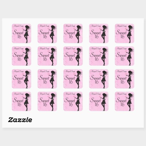 Personalized Girl and Hearts Sweet 16 Stickers | Zazzle