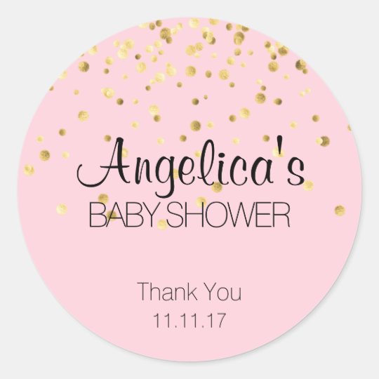 Personalized Girl Pink and Gold Baby Shower Labels | Zazzle.com