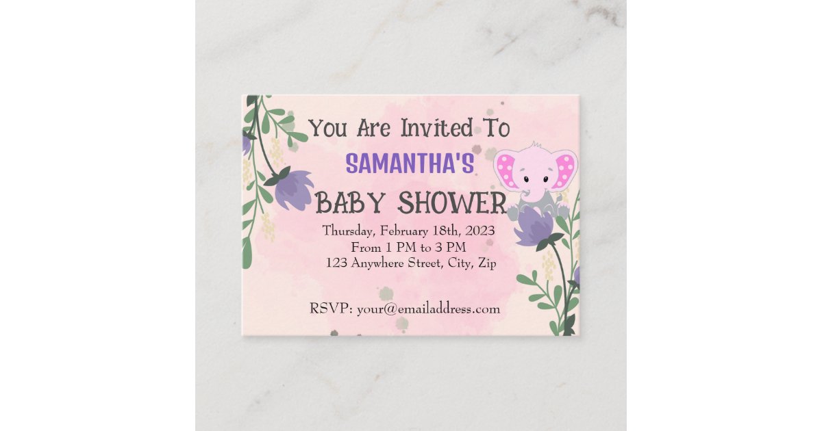 Personalized Girls Baby Shower - create your own Enclosure Card | Zazzle
