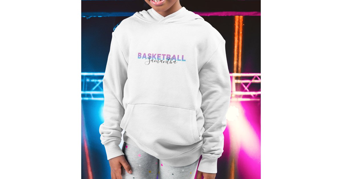 Personalized Girls Basketball Add Custom Name Cute Hoodie | Zazzle