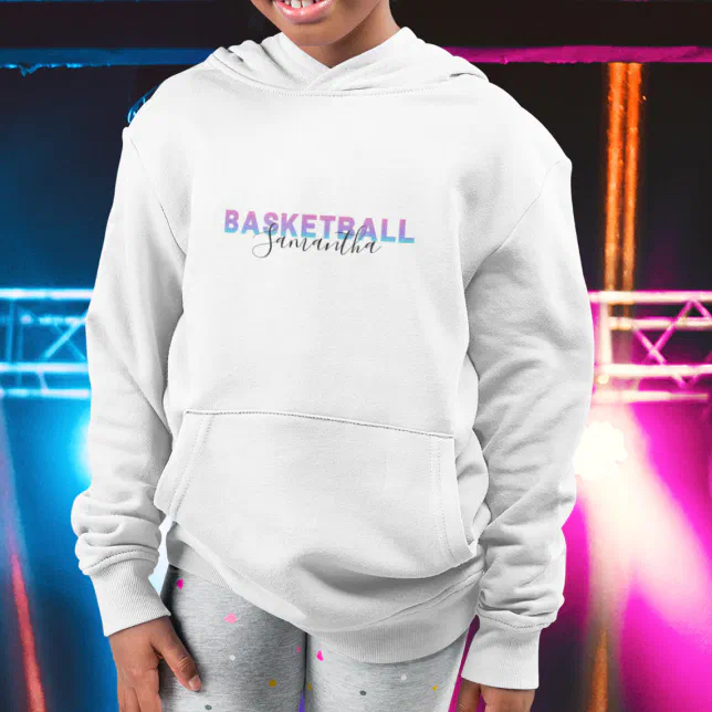 Personalized Girls Basketball Add Custom Name Cute Hoodie | Zazzle