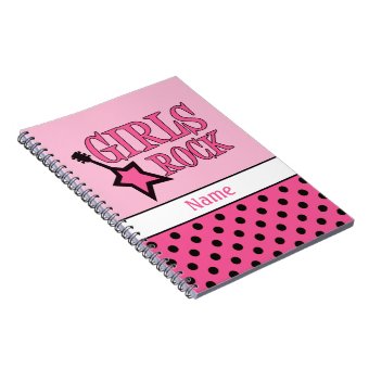 Personalized Girls Rock School Girly Pink Black Notebook | Zazzle