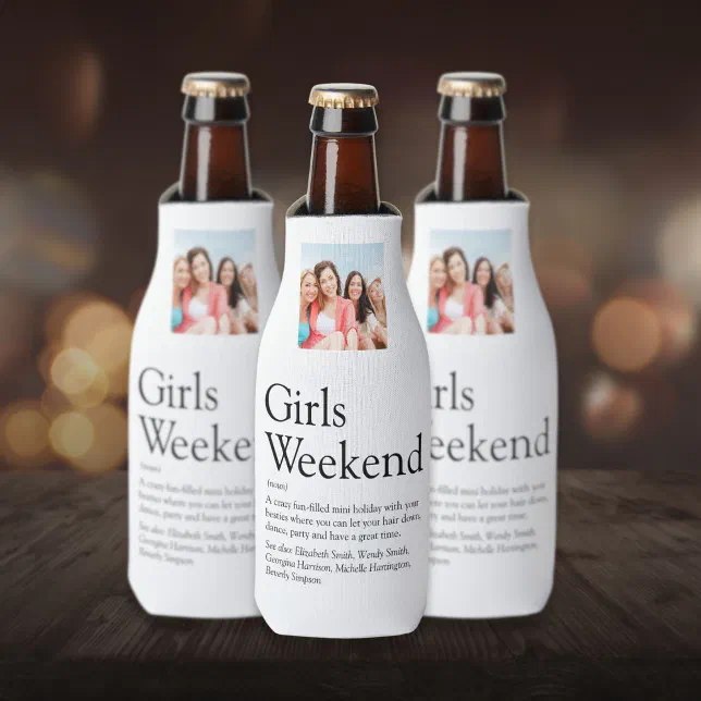 Personalized Girls Weekend Definition Photo Bottle Cooler | Zazzle