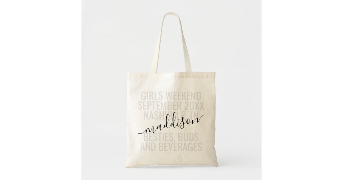 Personalized Girls Weekend Trip Custom Tote Bag | Zazzle