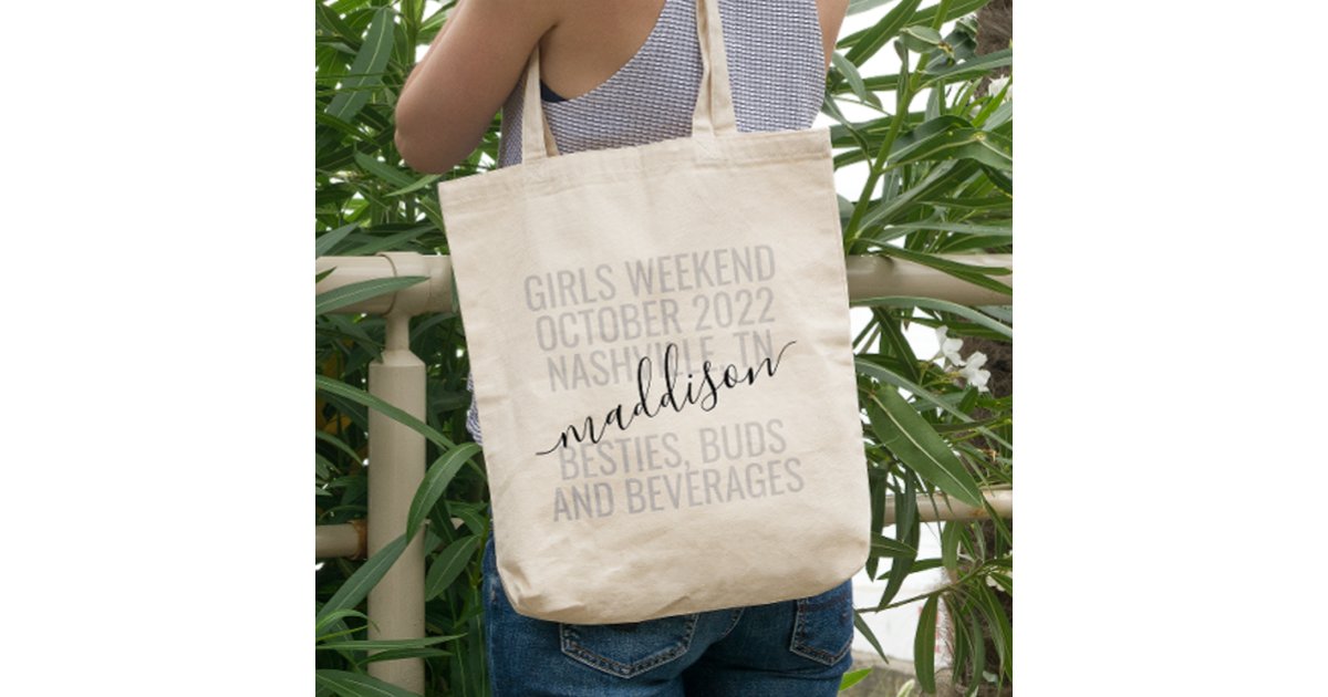 Personalized Girls Weekend Trip Custom Tote Bag | Zazzle