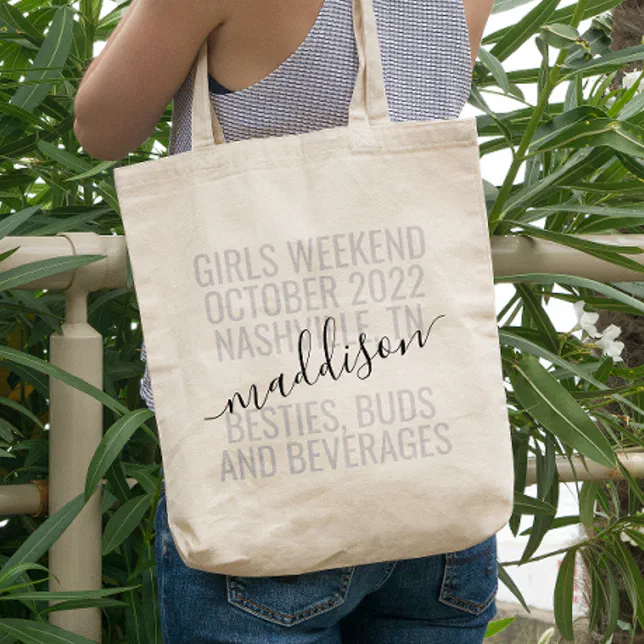 Personalized Girls Weekend Trip Custom Tote Bag | Zazzle