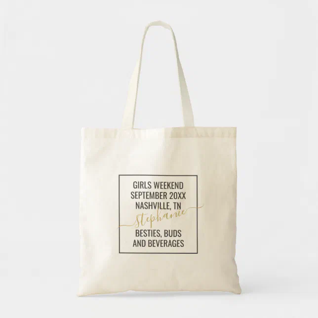 Personalized Girls Weekend Trip Minimal Design Tote Bag | Zazzle