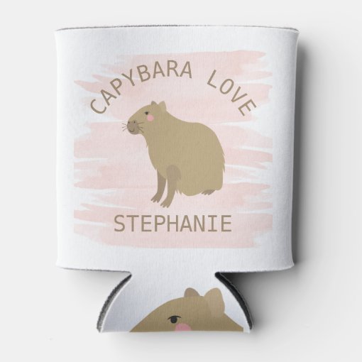 Personalized Girly Capybara Love Can Cooler | Zazzle