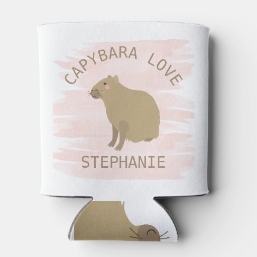 Personalized Girly Capybara Love Can Cooler | Zazzle