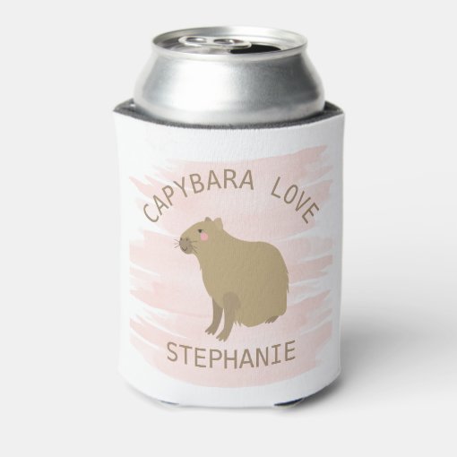 Personalized Girly Capybara Love Can Cooler | Zazzle