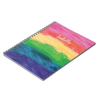 Personalized Girly Glitter Rainbow Notebook | Zazzle