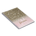 Personalized Girly Pink Gold Glitter Sparkles Name Notebook | Zazzle