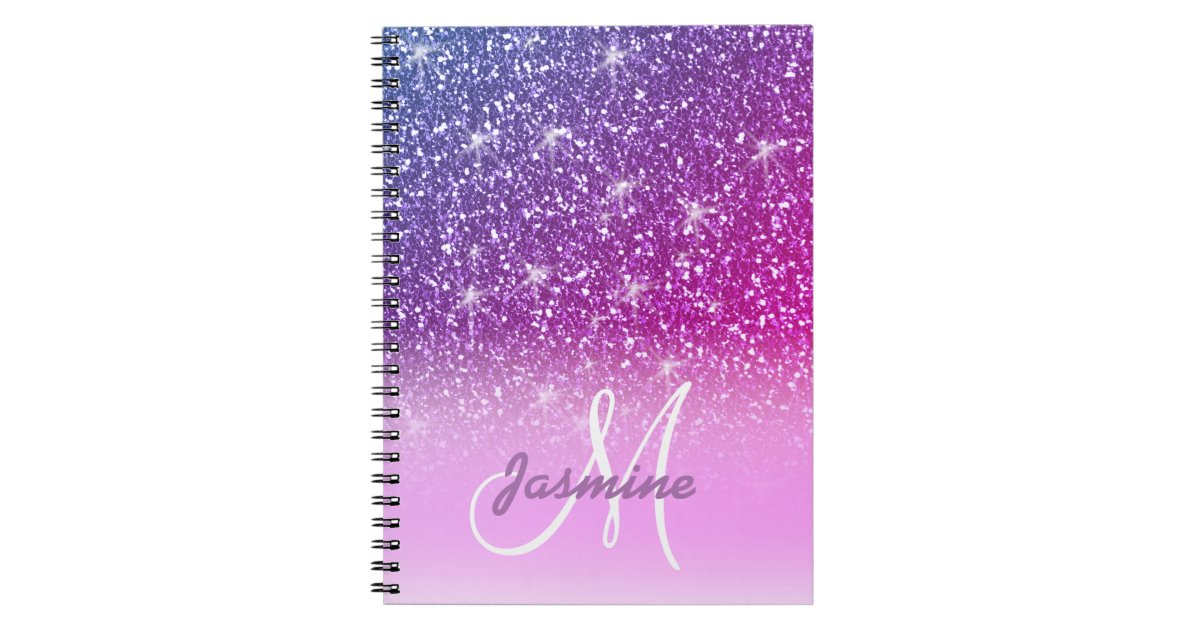 Personalized Girly Purple Glitter Sparkles Name Notebook | Zazzle