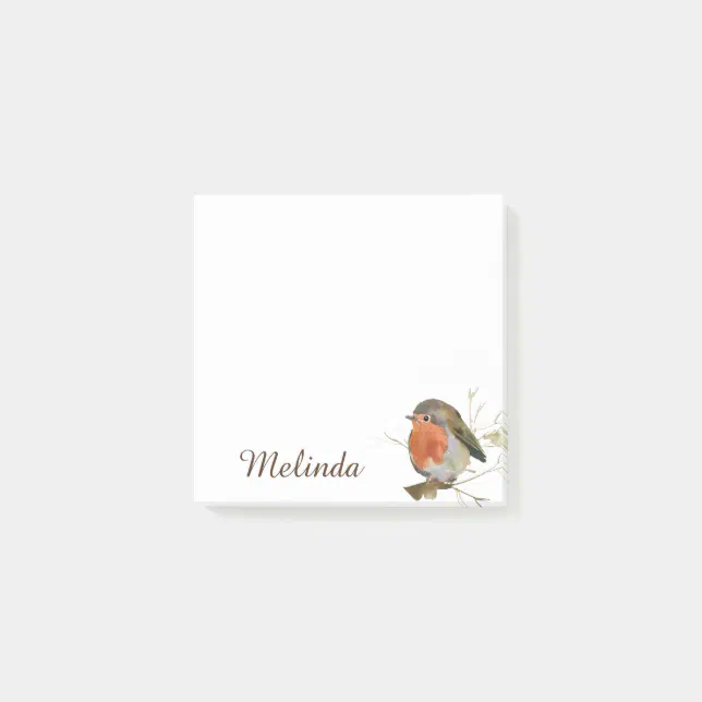 Personalized Girly Robin Bird Post-it Notes | Zazzle
