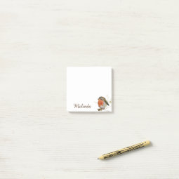 Personalized Girly Robin Bird Post-it Notes | Zazzle