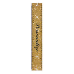 Personalized glamorous gold glitter 12 inch ruler | Zazzle