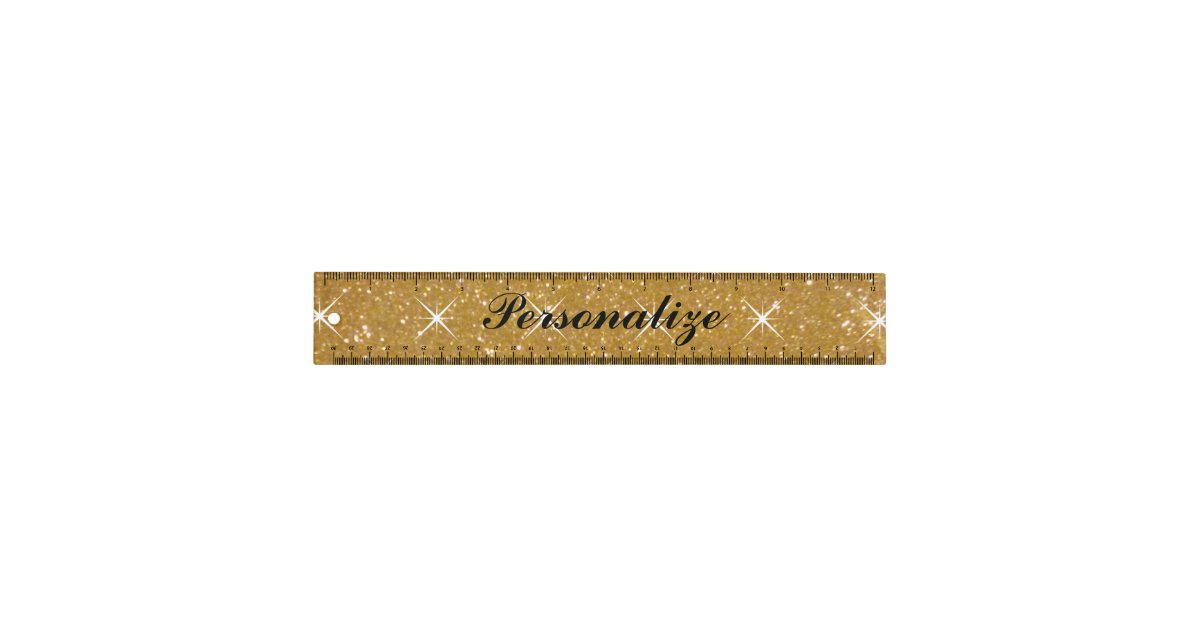 Personalized glamorous gold glitter 12 inch ruler | Zazzle