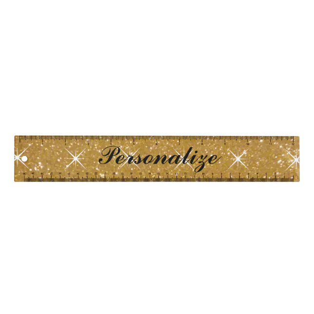 Personalized glamorous gold glitter 12 inch ruler | Zazzle
