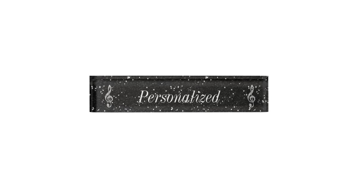 Personalized Glitzy Sparkly Diamond Music Note Name Plate | Zazzle