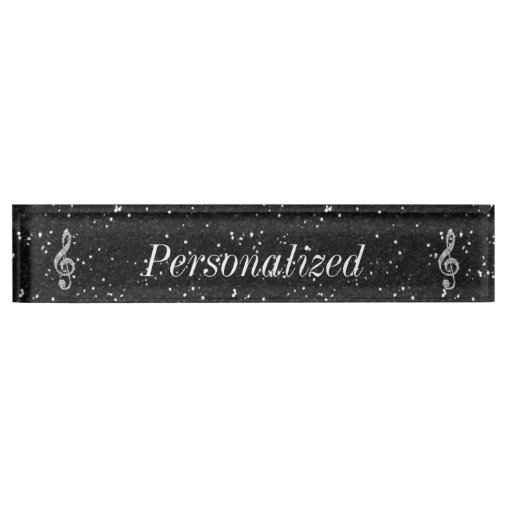 Personalized Glitzy Sparkly Diamond Music Note Name Plate | Zazzle