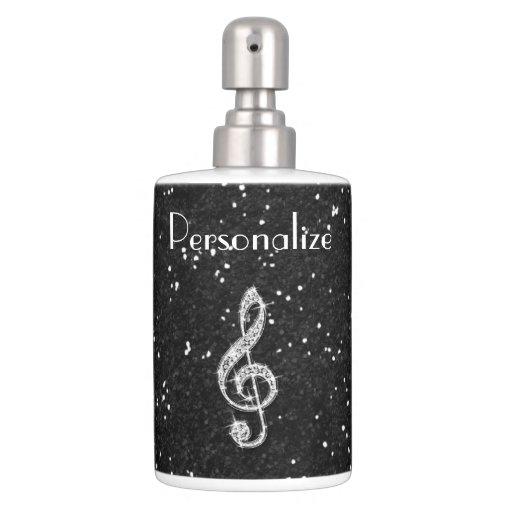 Personalized Glitzy Sparkly Diamond Music Note Soap Dispenser ...