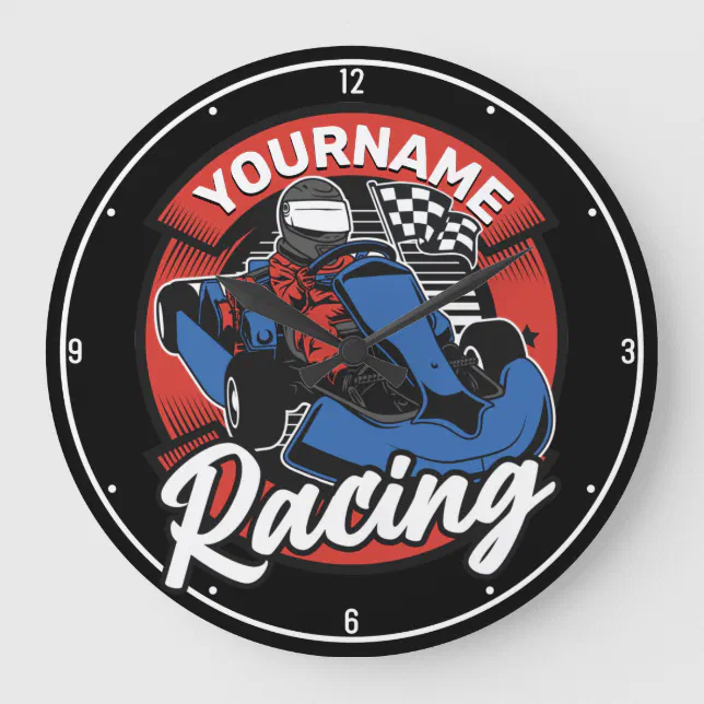 Personalized Go Kart Extreme Racing Karting Race Large Clock | Zazzle