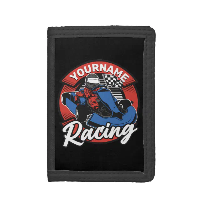 Personalized Go Kart Extreme Racing Karting Race Trifold Wallet | Zazzle