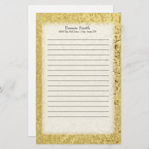 Personalized Gold and White Stationery | Zazzle