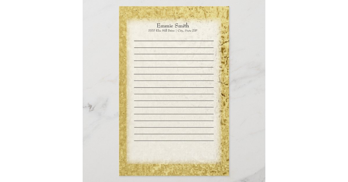 Personalized Gold and White Stationery | Zazzle